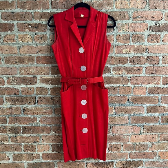 Dresses | Vintage Red Buttonup Dress | Poshmark